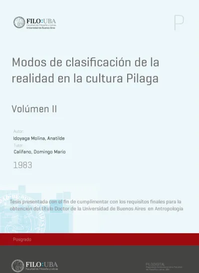 Modos de clasificación de la realidad en la cultura Pilagá.