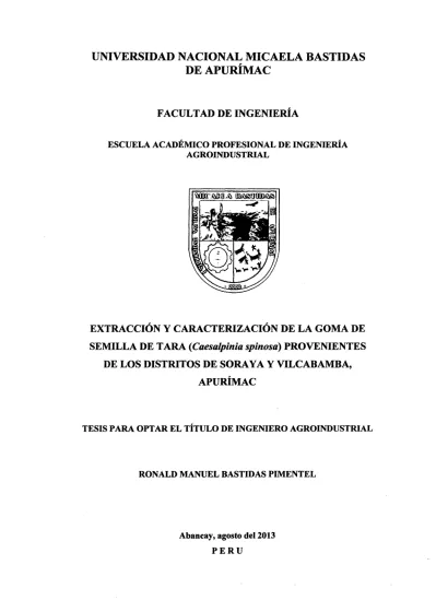 Extracción y caracterización de la goma de semilla de tara (caesalpinia ...