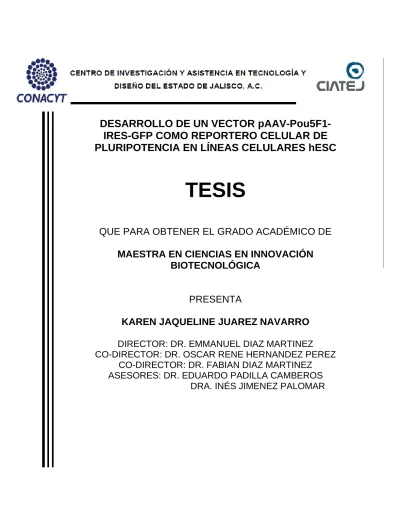 DESARROLLO DE UN VECTOR pAAV-Pou5F1- IRES-GFP COMO REPORTERO CELULAR DE ...