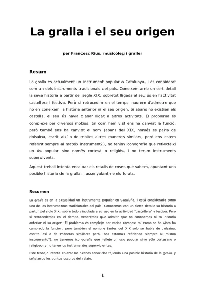 La gralla i el seu origen - TINET