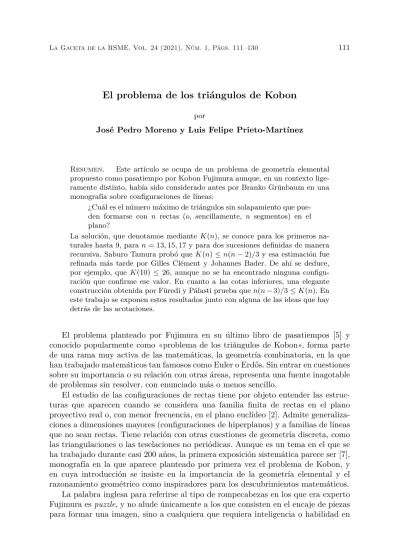 El problema de los triángulos de Kobon