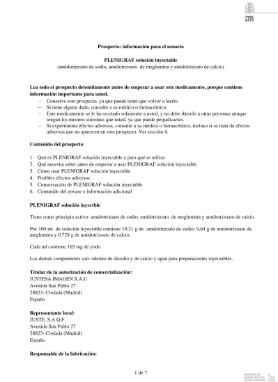 Prospecto: información para el usuario. PLENIGRAF solución inyectable ...