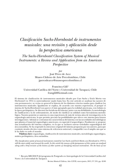 Clasificación Sachs-Hornbostel de instrumentos musicales: una revisión ...