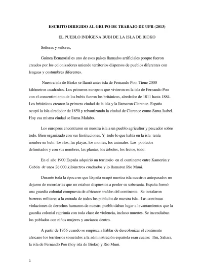 ESCRITO DIRIGIDO AL GRUPO DE TRABAJO DE UPR (2013) EL PUEBLO INDÍGENA ...