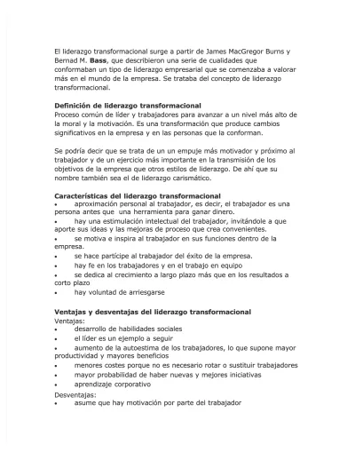 El Liderazgo Transformacional Surge a Partir de James MacGregor Burns y ...