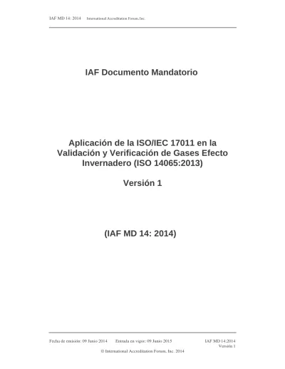 IAF Documento Mandatorio. Aplicación de la ISO/IEC en la Validación y ...