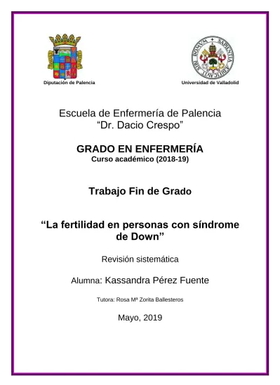 Escuela de Enfermería de Palencia Dr. Dacio Crespo. GRADO EN ENFERMERÍA ...