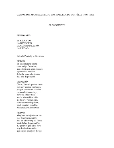 CARPIO, SOR MARCELA DEL / O SOR MARCELA DE SAN FÉLIX ( ) EL NACIMIENTO