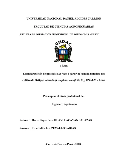 Estandarización de protocolo in vitro a partir de semilla botánica del ...