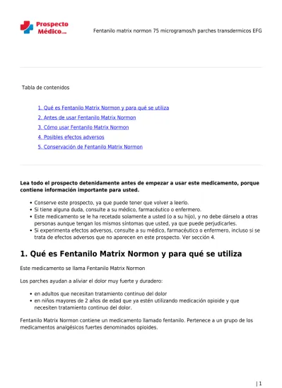 1. Qué es Fentanilo Matrix Normon y para qué se utiliza