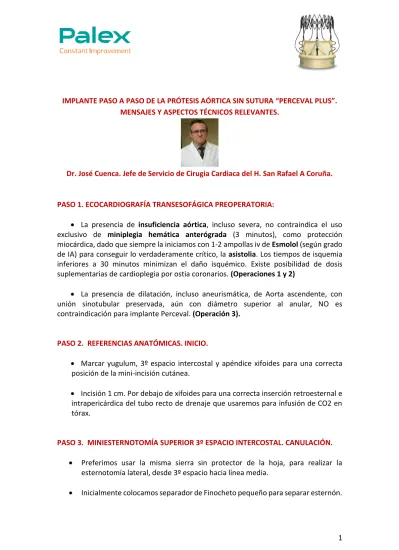 IMPLANTE PASO A PASO DE LA PRÓTESIS AÓRTICA SIN SUTURA PERCEVAL PLUS ...