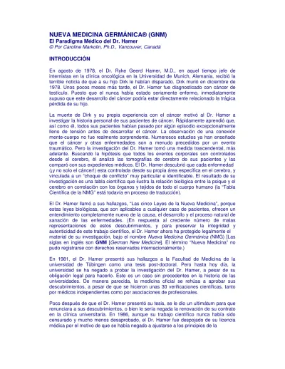 NUEVA MEDICINA GERMÁNICA (GNM) El Paradigma Médico del Dr. Hamer Por ...
