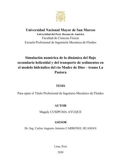 Simulación numérica de la dinámica del flujo secundario helicoidal y ...