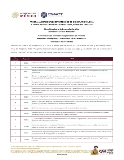 PROGRAMAS NACIONALES ESTRATÉGICOS DE CIENCIA, TECNOLOGÍA Y VINCULACIÓN ...