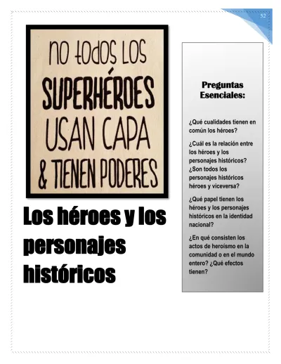 Los héroes y los. personajes históricos. Preguntas Esenciales: Qué ...