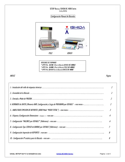 SETUP BÁSCULAs ISHIDA BC-4000 Series (Config. BASICA)