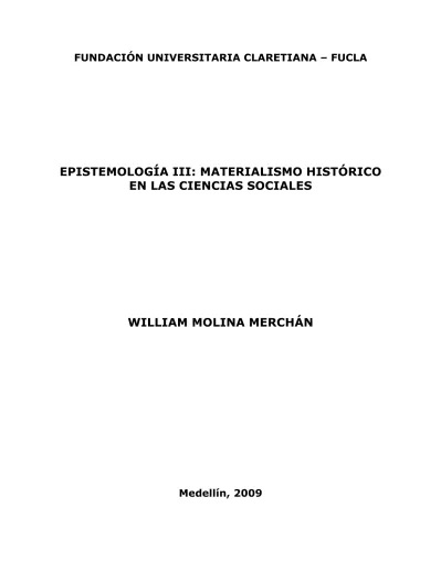 FUNDACIÓN UNIVERSITARIA CLARETIANA FUCLA EPISTEMOLOGÍA III ...