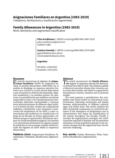 The article reconstructs the Family Allowances