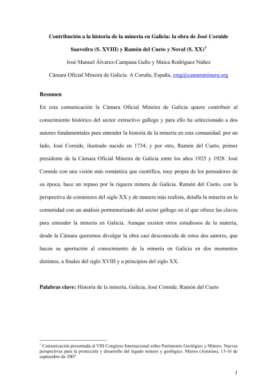 Contribución a la historia de la minería en Galicia: la obra de José ...
