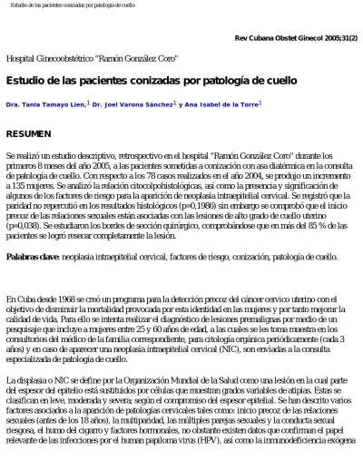 Estudio de las pacientes conizadas por patología de cuello