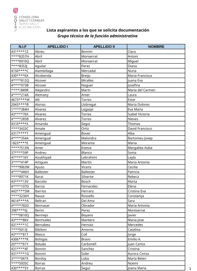 Lista aspirantes a los que se solicita documentación Grupo técnico de ...