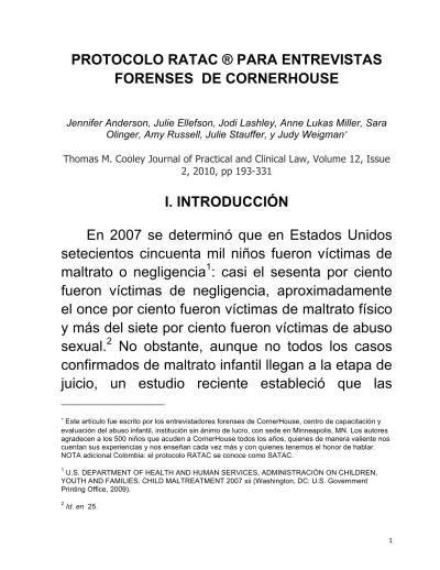 ETAPAS DEL PROTOCOLO DE ENTREVISTAS FORENSES RATAC®