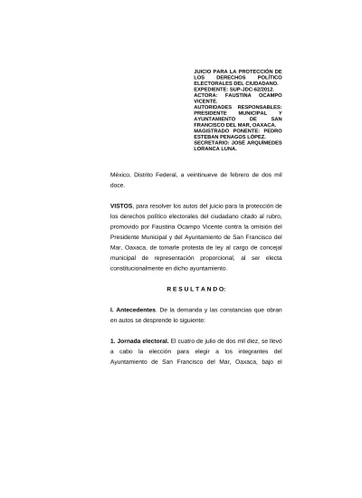 México, Distrito Federal, a veintinueve de febrero de dos mil doce.