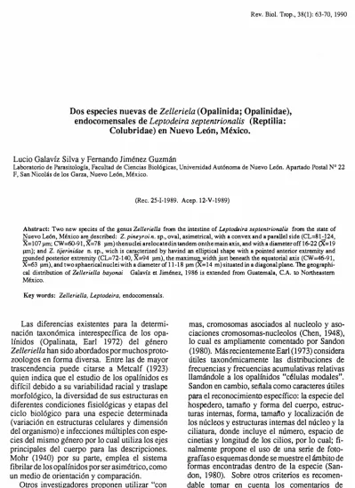 Dos especies nuevas de Zelleriela (Opalinida; Opalinidae ...