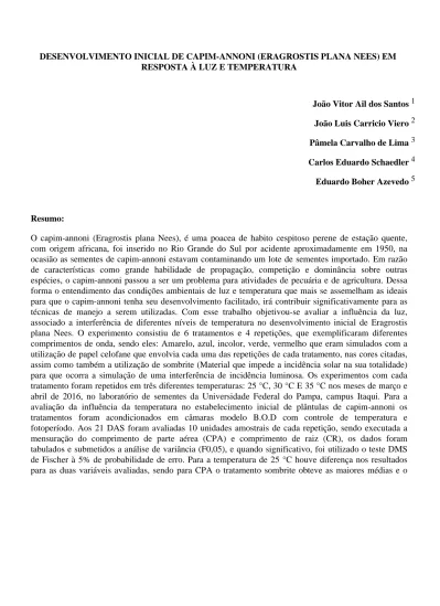 DESENVOLVIMENTO INICIAL DE CAPIM ANNONI (ERAGROSTIS PLANA NEES) EM ...
