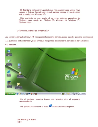 Conoce el Escritorio de Windows XP