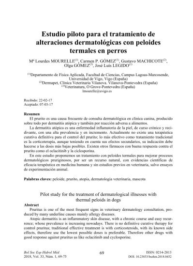 Estudio piloto para el tratamiento de alteraciones dermatológicas con ...