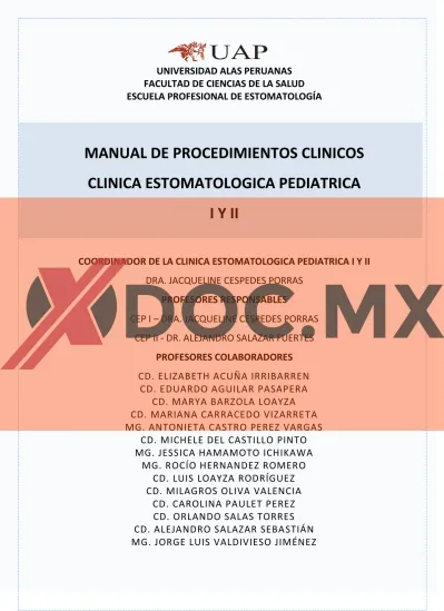 MANUAL DE PROCEDIMIENTOS CLINICOS CLINICA ESTOMATOLOGICA PEDIATRICA I Y II