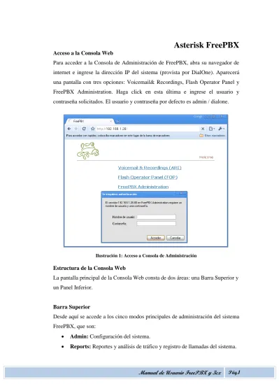 Asterisk FreePBX. Manual de Usuario FreePBX y 3cx. Acceso a la Consola Web