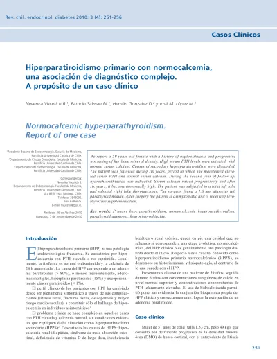 Hiperparatiroidismo primario con normocalcemia, una asociación de ...