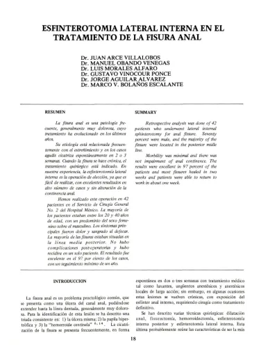 ESFINTEROTOMIA LATERAL INTERNA EN EL TRATAMIENTO DE LA FISURA ANAL