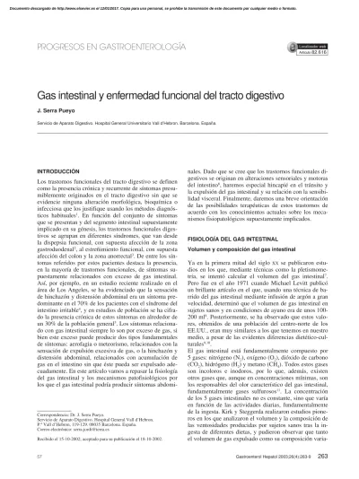 Gas intestinal y enfermedad funcional del tracto digestivo