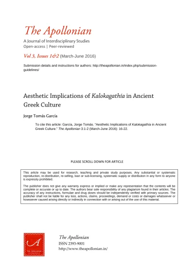Aesthetic Implications of Kalokagathía in Ancient Greek Culture