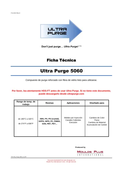 Don't just purge Ultra Purge! (TM) Ficha Técnica. Ultra Purge Compuesto ...