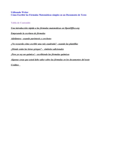 Utilizando Writer Cómo Escribir las Fórmulas Matemáticas simples en un ...