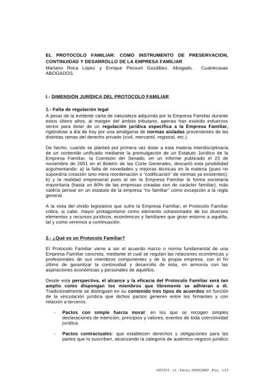 EL PROTOCOLO FAMILIAR: COMO INSTRUMENTO DE PRESERVACION, CONTINUIDAD Y ...