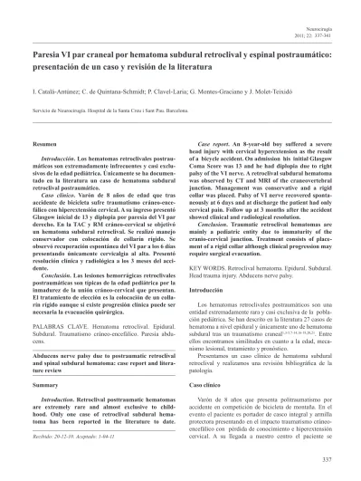 Paresia VI par craneal por hematoma subdural retroclival y espinal ...