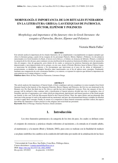 MORFOLOGÍA E IMPORTANCIA DE LOS RITUALES FUNERARIOS EN LA LITERATURA ...