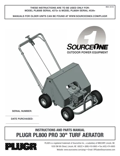 THESE INSTRUCTIONS ARE TO BE USED ONLY FOR: MODEL PL800B SERIAL #273 ...