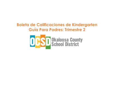 Boleta de Calificaciones de Kindergarten Guía Para Padres: Trimestre 2