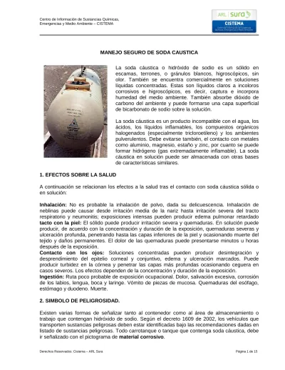 MANEJO SEGURO DE SODA CAUSTICA
