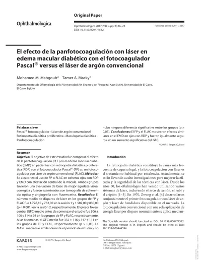 El efecto de la panfotocoagulación con láser en edema macular diabético ...