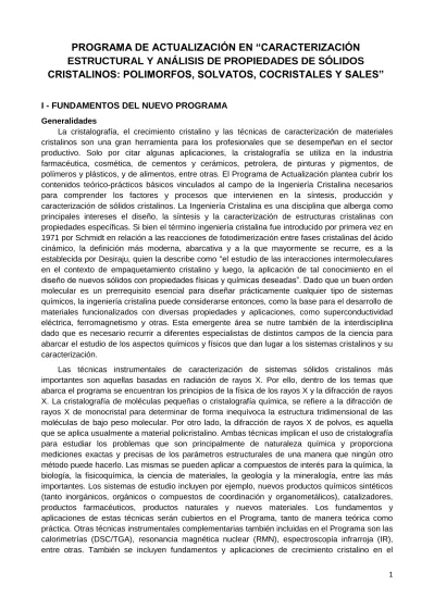 PROGRAMA DE ACTUALIZACIÓN EN CARACTERIZACIÓN ESTRUCTURAL Y ANÁLISIS DE ...