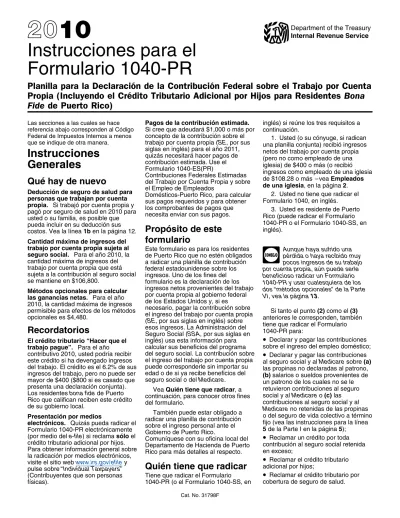Instrucciones para el Formulario 1040-PR