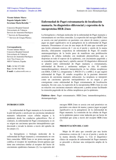 Enfermedad de Paget extramamaria de localización mamaria. Su ...