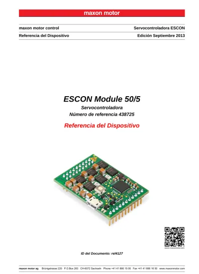 ESCON Module 50/5. Servocontroladora Número de referencia Referencia ...
